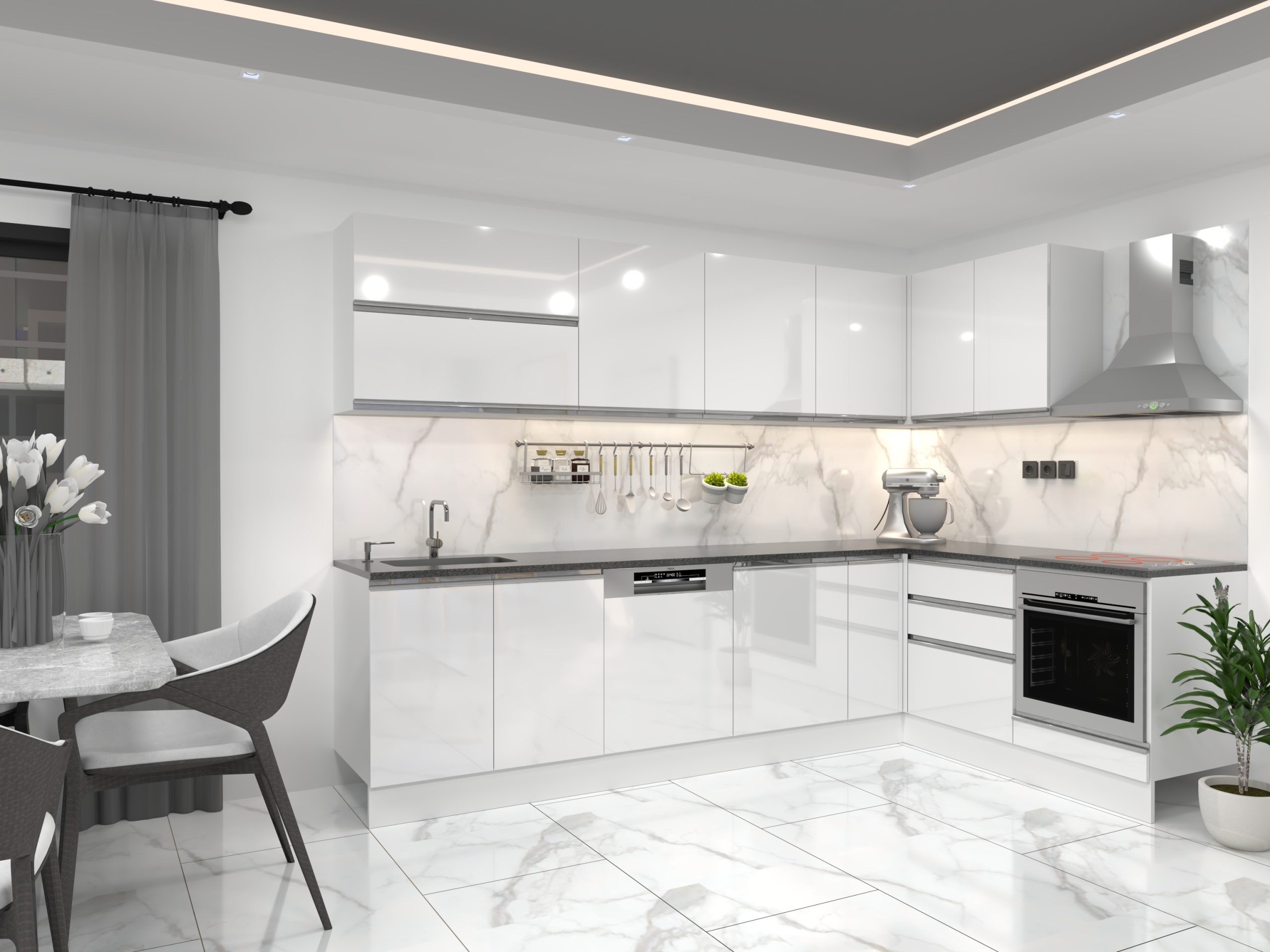 300cm x 180cm – Mutfak019 – L Köşe Hazır Mutfak Dolabı – Mutfak - Hazır ...